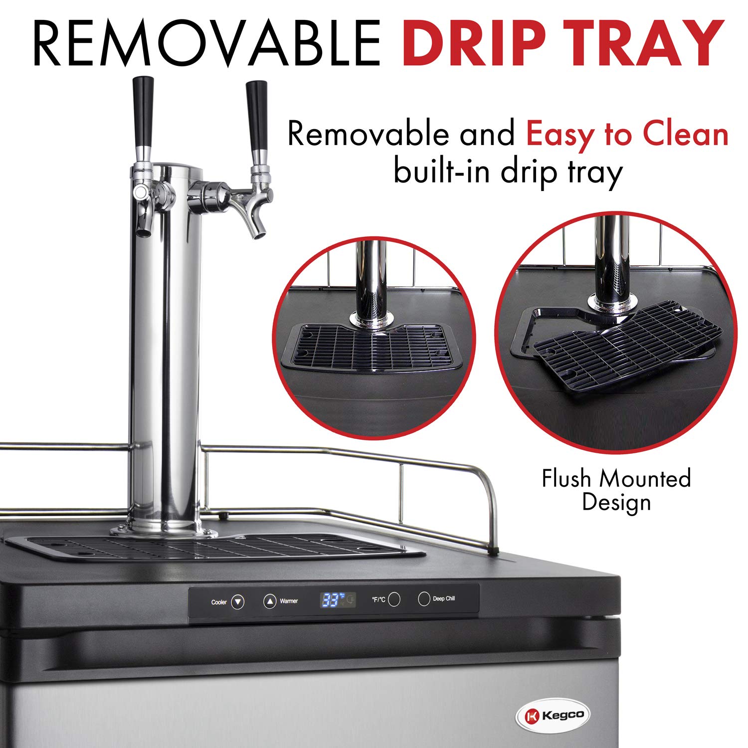 Kegco HBK309S-2K Full-Size Digital Homebrew Kegerator Dual Faucet Stainless with Ball Lock Keg, 1 count