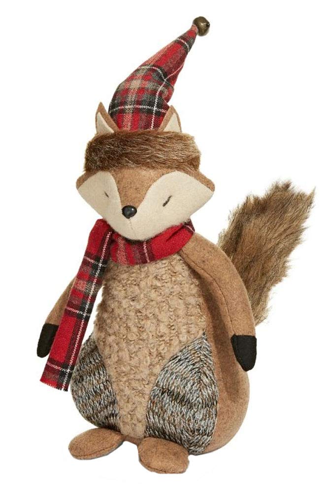 Glucksteinhome Holiday Charms Sitting Stuffed Fox Decor