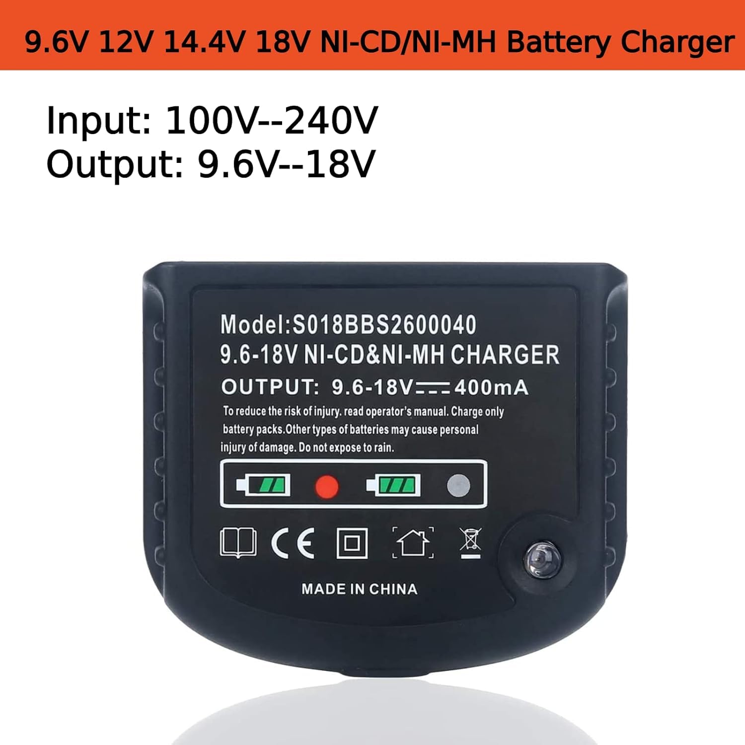 Replace for Black and Decker 18V Battery Charger 90556254-01 9.6V-18V NiCad & NiMh Battery HPB12 FS12B HPB14 FSB14 HPB18 HPB18-OPE FSB18 HPB96 FSB96