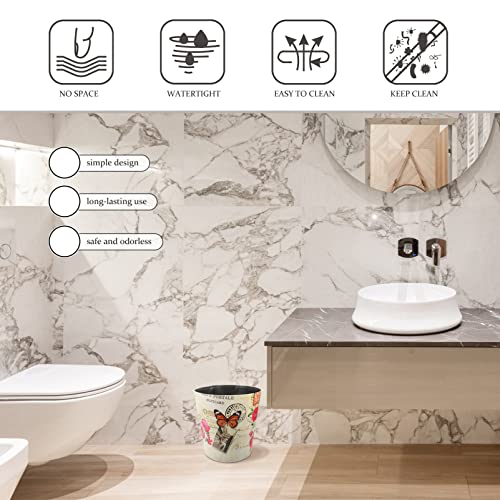 Zerodeko Small Trash Can, 10 L Leather Garbage Can Retro Round Waste Basket Decorative Storage Container Trash Bin Garbage Can Organizer Bucket for Bathroom, Bedroom, Kitchen, Office (2.6 Gallon, 1)