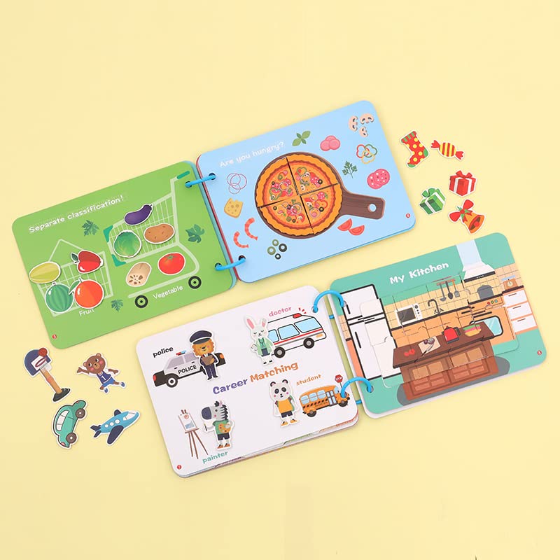 Homthia Quiet Book for Toddlers 3+, Montessori Interactive Toys Busy Book for Kids Develop Learning Skills (Tiny Style - Way of Thinking)