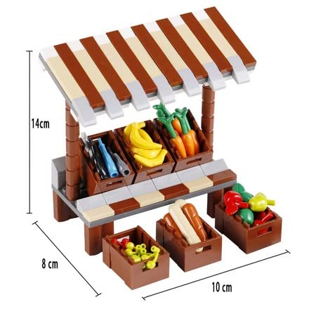 General Jim's Modular Building Blocks City or Restaurant Themed Toy Bricks Sets (Farmers Market Fruit Stand)
