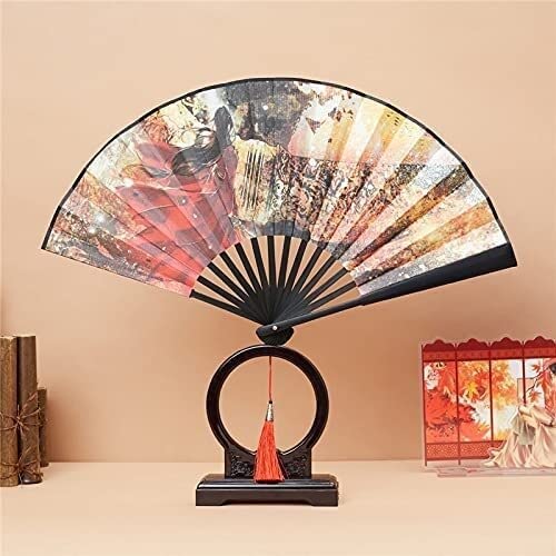 HALAHAI Folding Fan Hanfu Bamboo Folding Fan, Foldable Ancient, Hand Foldable Fan, 2 Printed Sides, Cosplay Costume Fan Hand Fan (Color : 26cm, Size : Folding fan)