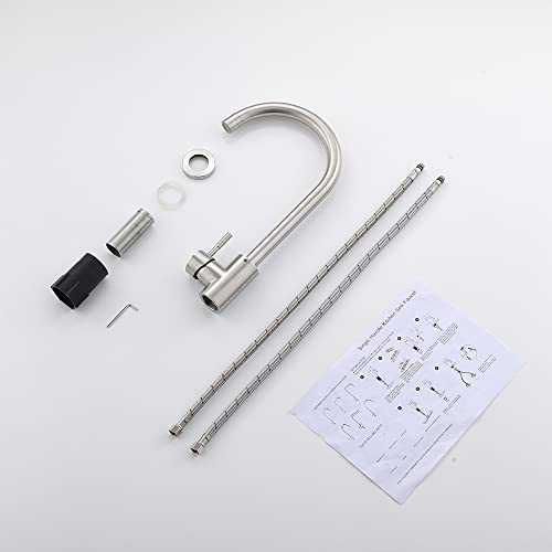 Jshozzy Modern Bar Sink Faucet Stainless Steel Bar Faucet for Kitchen Sink Single Handle Hot and Cold, Brush Nickle Prep Sink Faucet