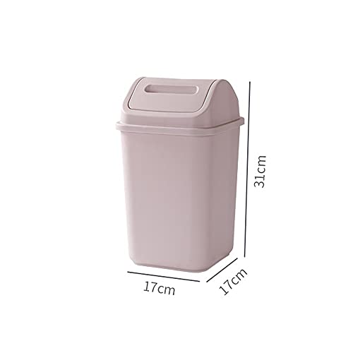 ESASAM Trash Bin, 1pc Recycle Bin Plastic Trash Can Desktop Trash Can with Lid Small Home Office Clean Trash Can Button Desktop Pink (Size : Small)