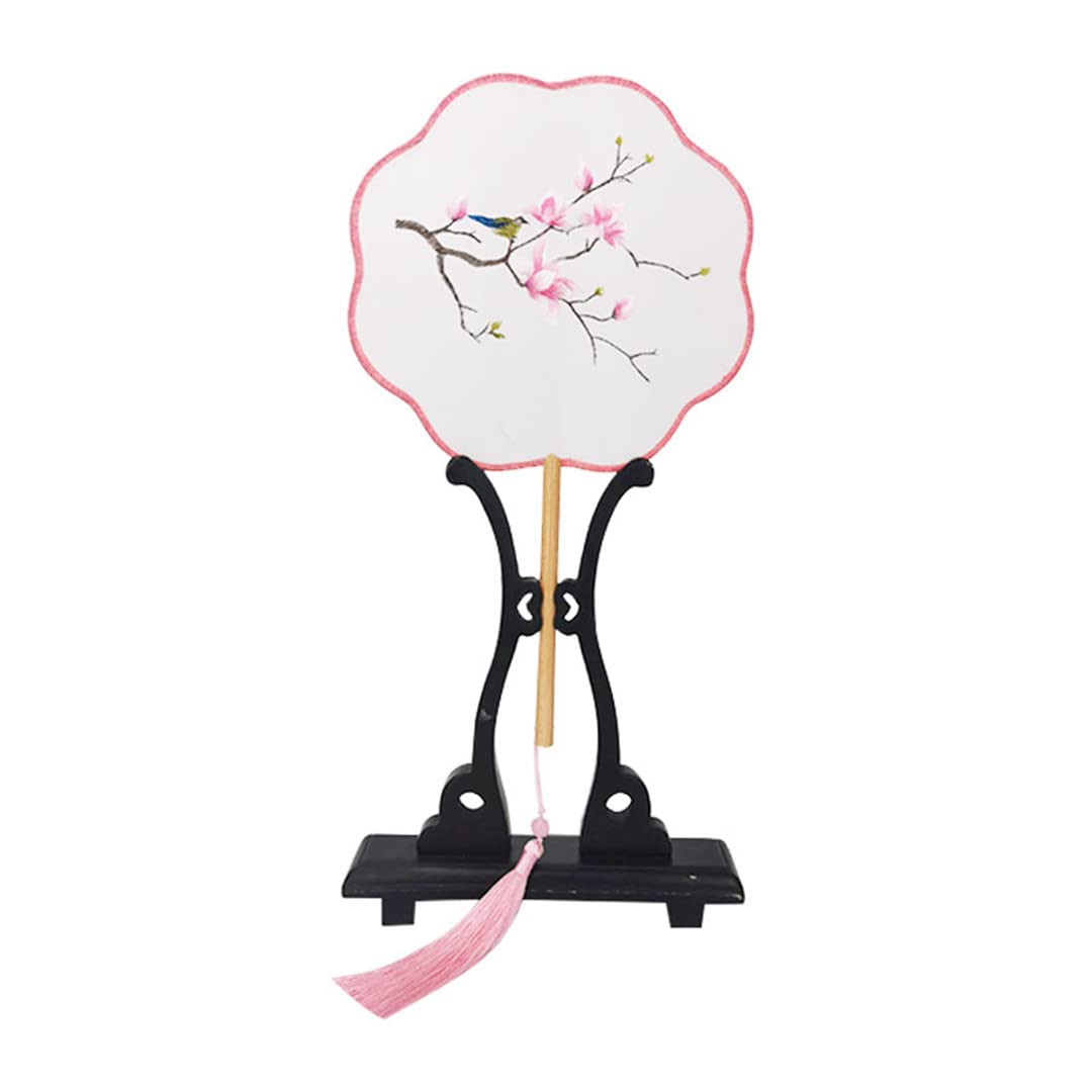 Lmtossey 1PC Women Dancing Embroidery Flower Handheld Fan Vintage Translucent Chinese Style Round Silk Fans New #A