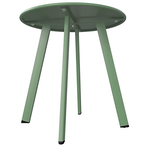 Grand patio Indoor & Outdoor Steel Side Table, Weather-Resistant Round End Table with Square Feet, Small Accen Table Great for Patio, Balcony, Camping