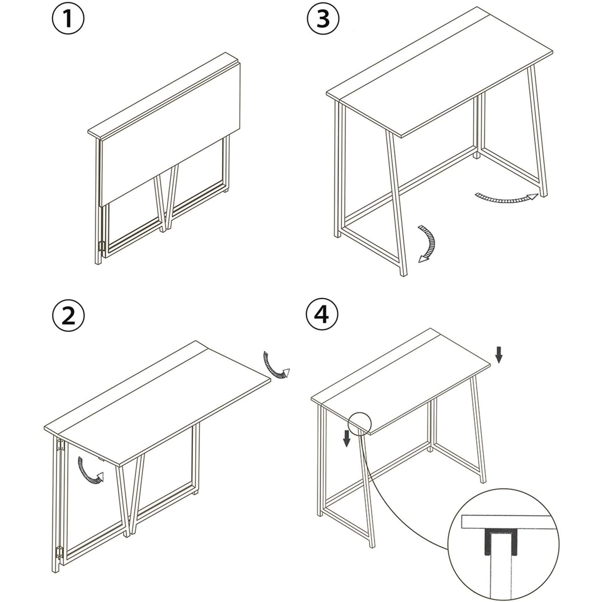 GHQME Folding Desk No-Assembly Writing Table Small Computer Desk Home Office Desk for Small Places (31.5", Fire Board)