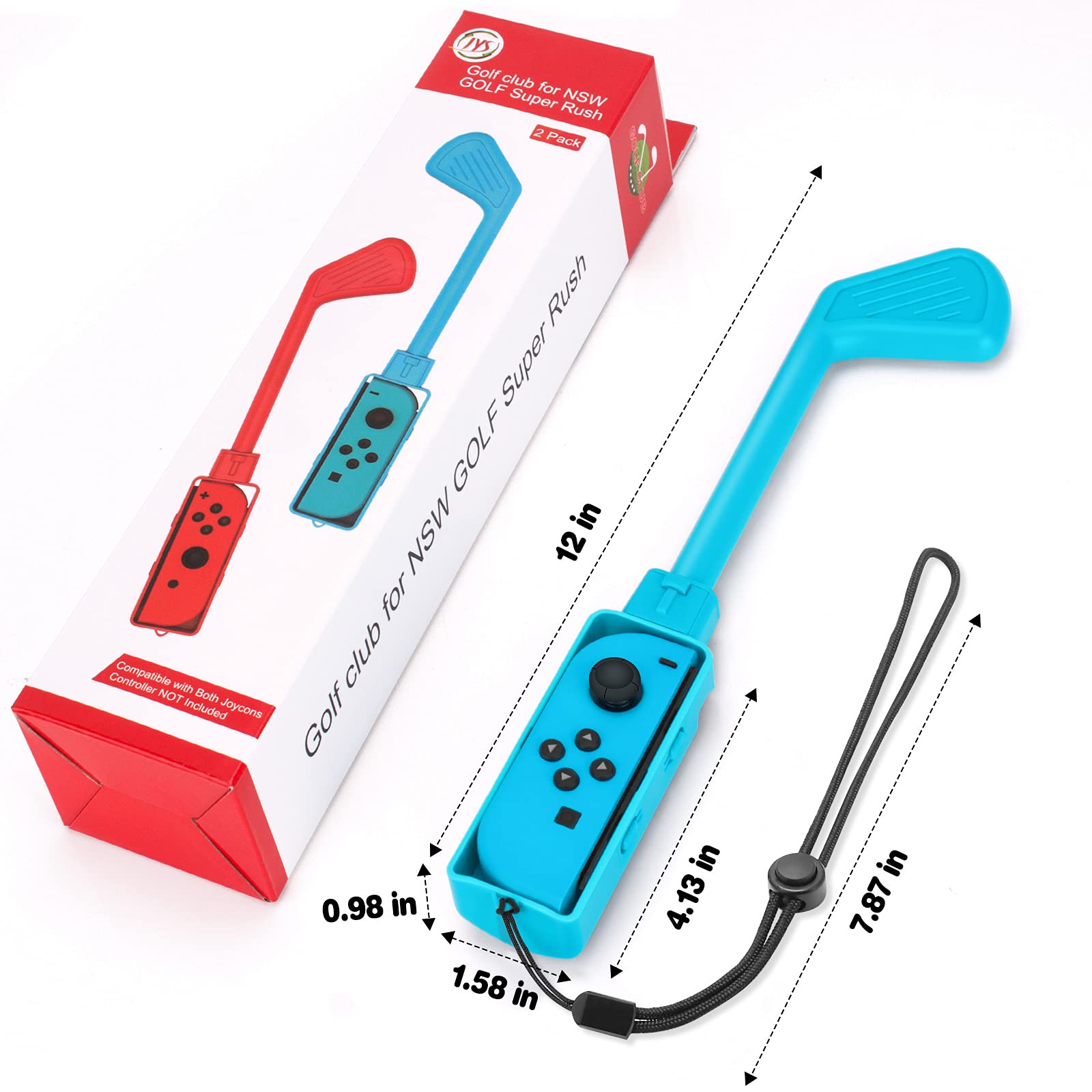 Golf Clubs for Nintendo Switch Joy-Con, Golf Controller Handle Grip Game Accessories for Mario Golf Super Rush (2 Pack)