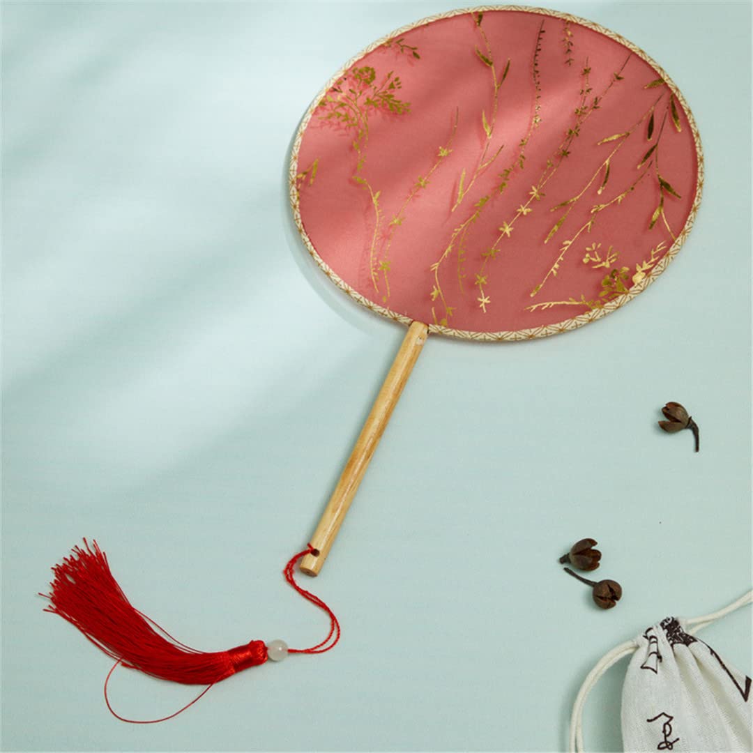 Lmtossey Hanfu Group Fan Dancing Round Fan Classical Chinese Fan Ancient Costume Dance Fan Photo Performance Decoration Fan