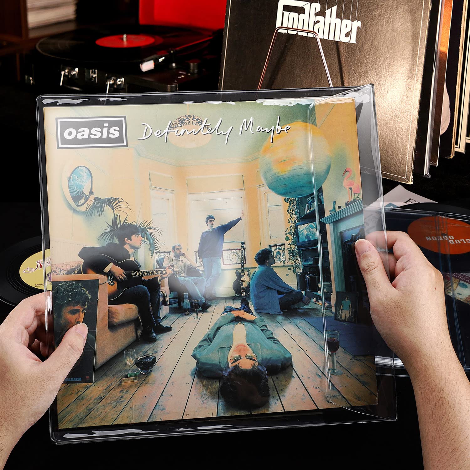 Facmogu 10PCS 12in Thicken PVC Record Protective Sleeves, Premium 180 Micron Clear PVC Outer Sleeves with Flap, Durable Record Outer Protective Sleeve for 33 RPM Album (NOT for Gatefold/Trifold Album)