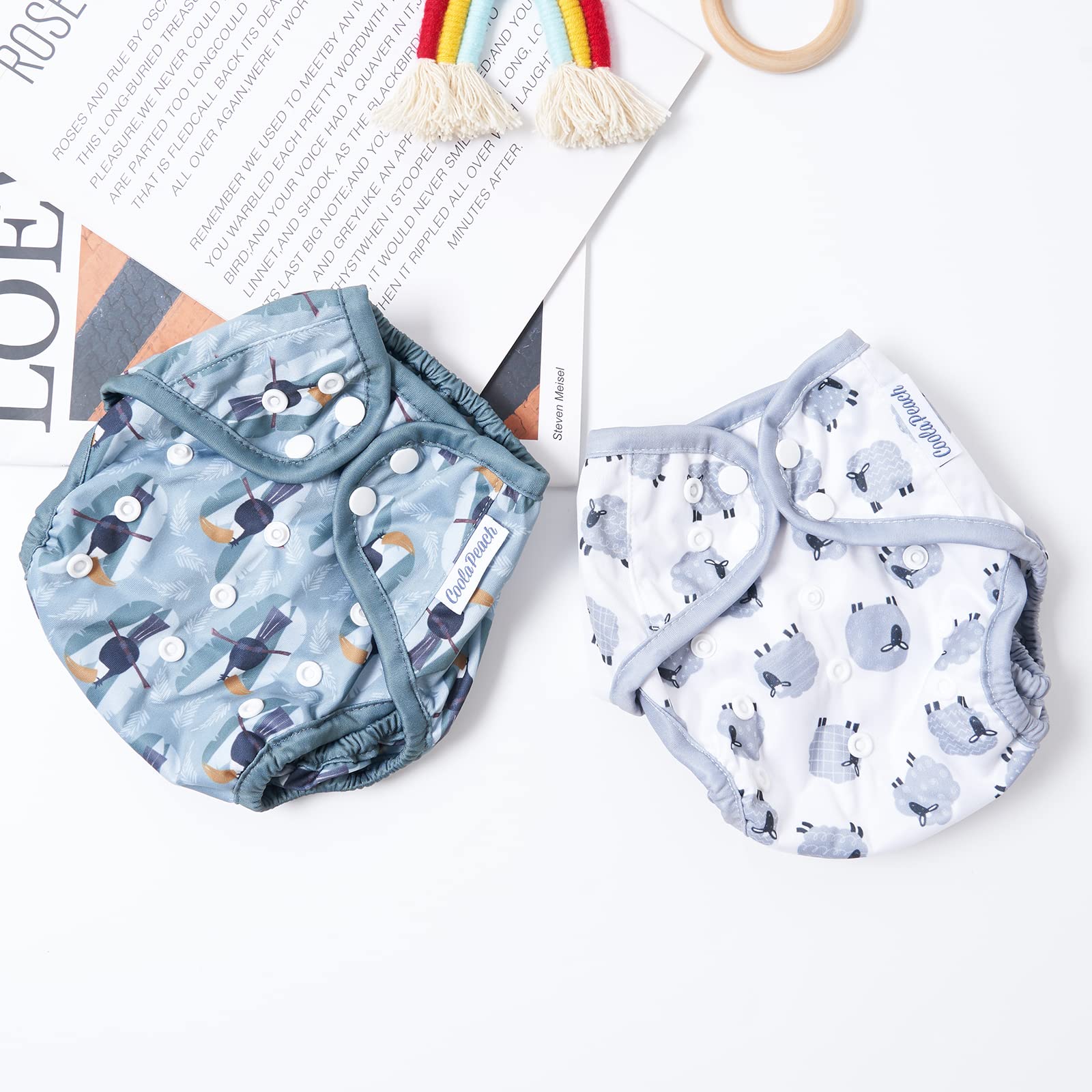 One Size Reusable Cloth Diaper Covers Adjustable Snap Fit & Double Leg Gussets for Baby Boys & Girls from 7-33 Pounds. Use with Cloth Diapers or Snap-in Inserts.