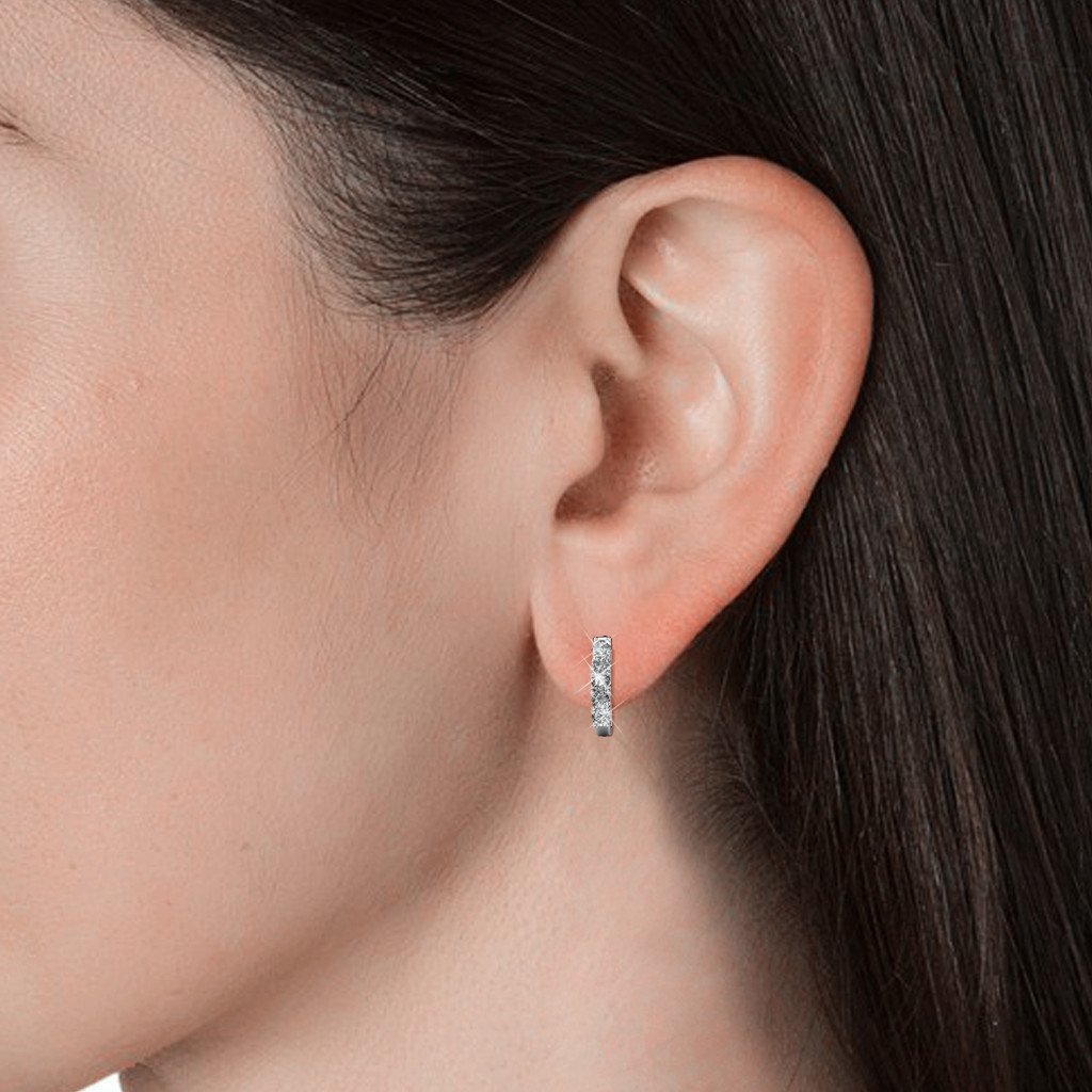 Hoop Loop Earrings Dangle 18K White Gold Plated with Crystal Sparking Gift for Wife Mother Gift for Women Xmas Christmas Gift (HOOP3)