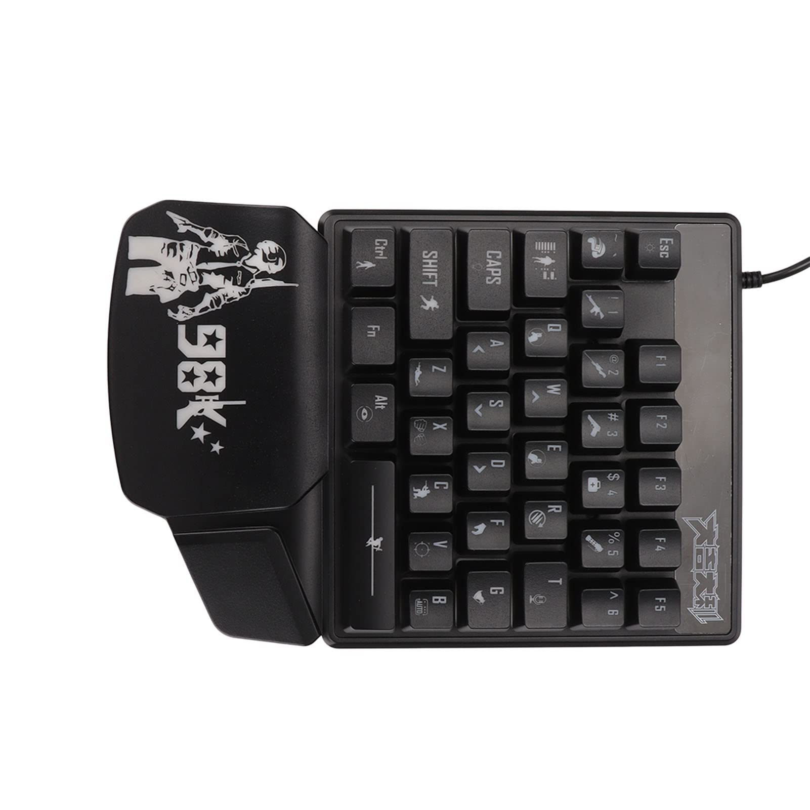 Onehanded Gaming Keyboard, ABS Material 35 Keys Esports onehanded Computer Gaming Keyboard