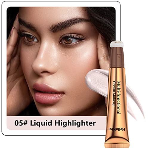 Go Ho 3PCS Liquid Contour&Blush&Highlighter Beauty Wand,Blendable Super Silky Cream Contour Stick,Face Moisturizing Contour Blush Stick with Fine Cushion Applicator,Cruelty-free,01# Contour &07#Blush&05Highlighter