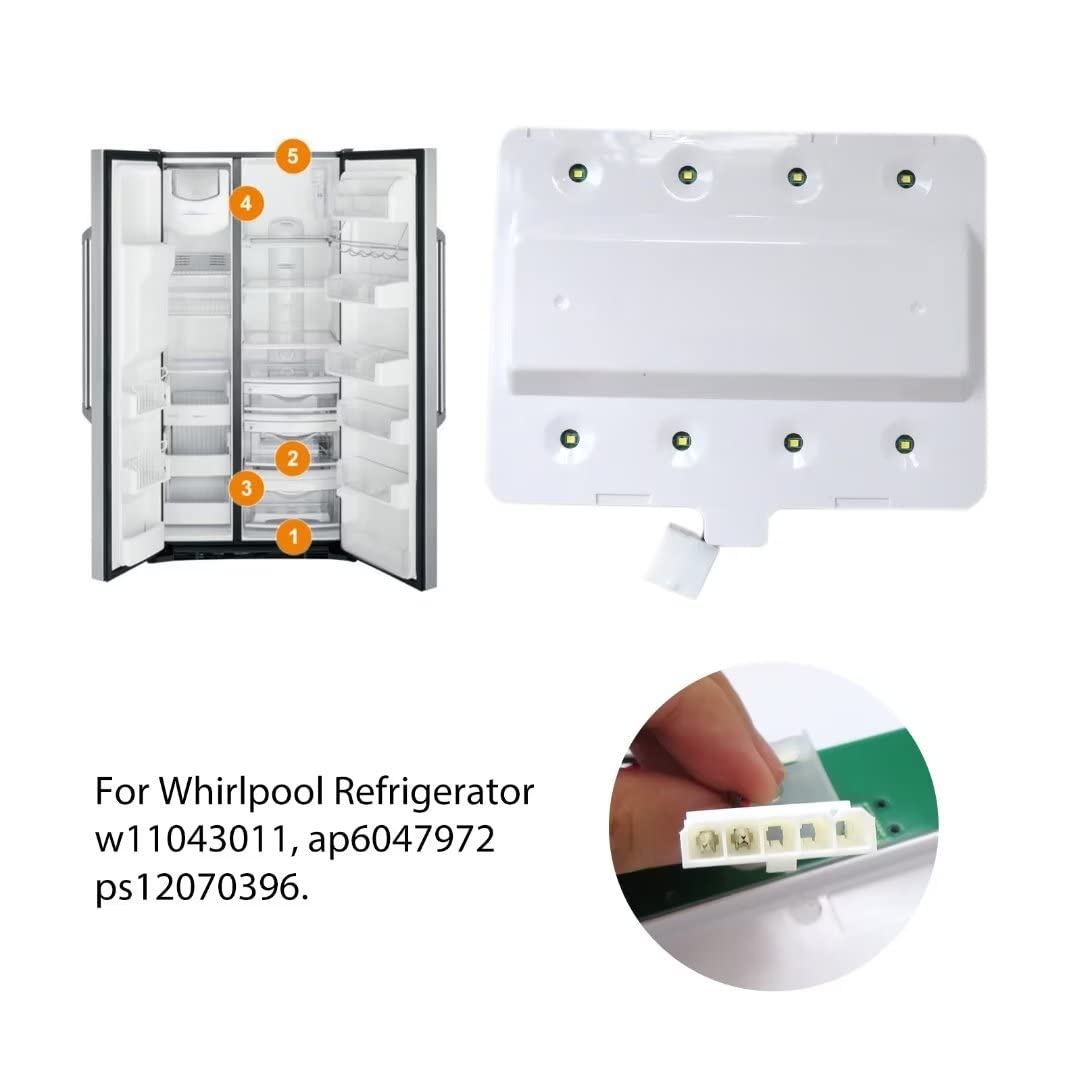 Refrigerator LED Light Module Accessory Parts W11043011 for Whirlpool WRX735SDBM04 WRX735SDHB00 WRX735SDHV00 WRX735SDHW00 WRX735SDHZ01 WRX735SDHZ01