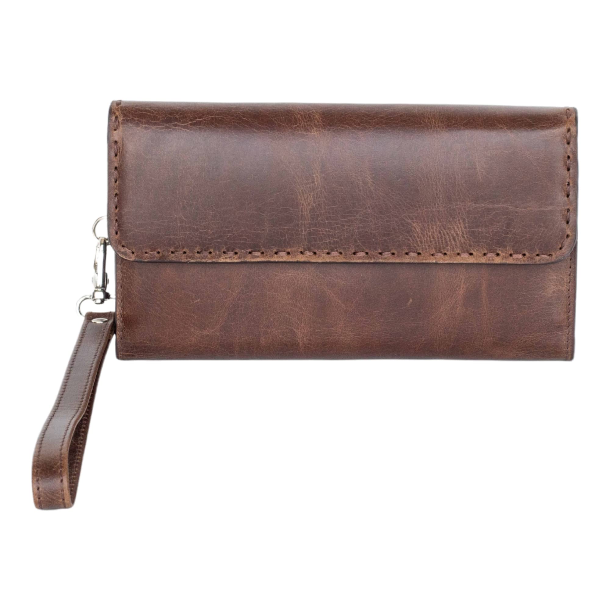 Genuine Leather Wallets for Women, Leather Wallet with Large Wristlet and Phone Holder, Women's Leather Wallet with Wristlet Strap