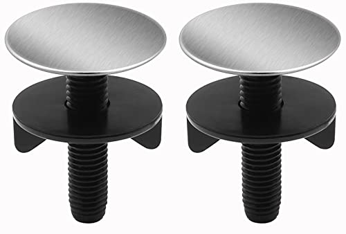 Kitchen Sink Hole Covers Brushed Stainless Steel,Faucet Hole Cover Hole Plug Black, 2Pcs Sink Caps for Top Holes (1.2 to 1.6 Inch in Diameter) (Long threaded shank)