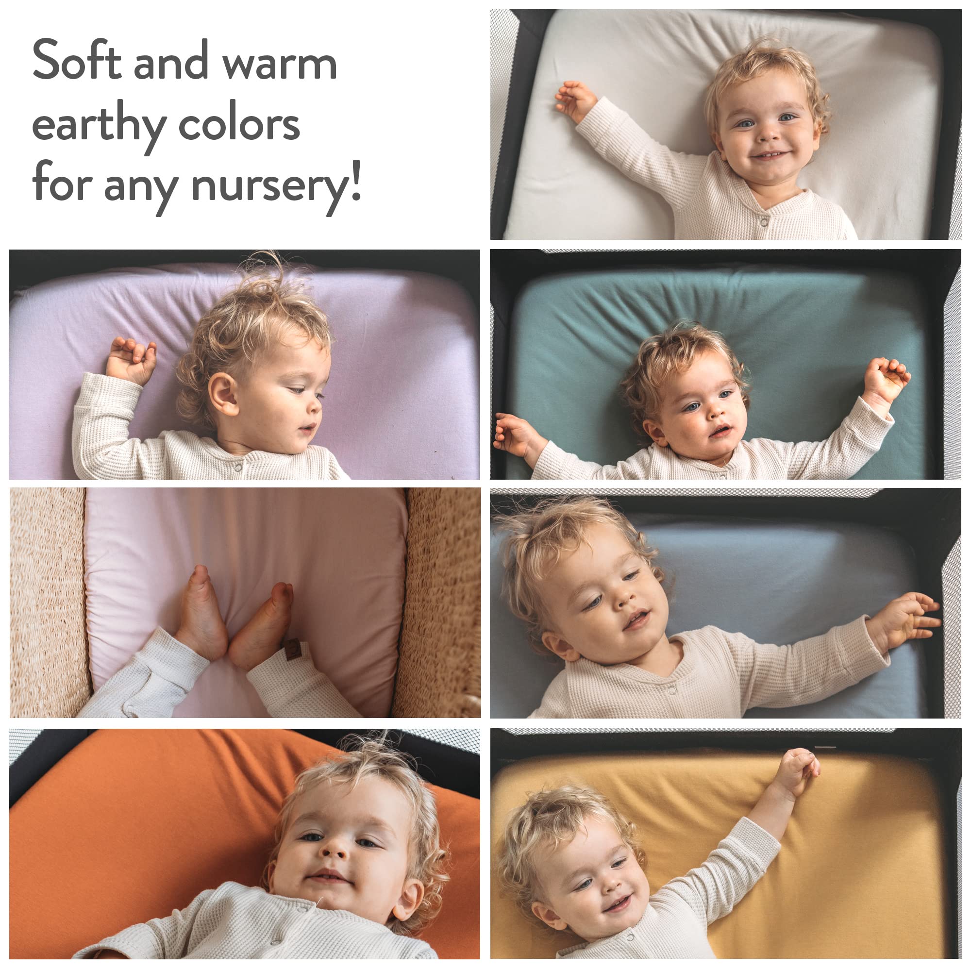 Joey + Joan Bassinet Fitted Sheets 19" x 32" for Cowiewie Mika Micky Bedside Sleeper Bassinet Mattress Pad – Snuggly Soft 100% Jersey Cotton – Dusty Blue + Navy – 2 Pack