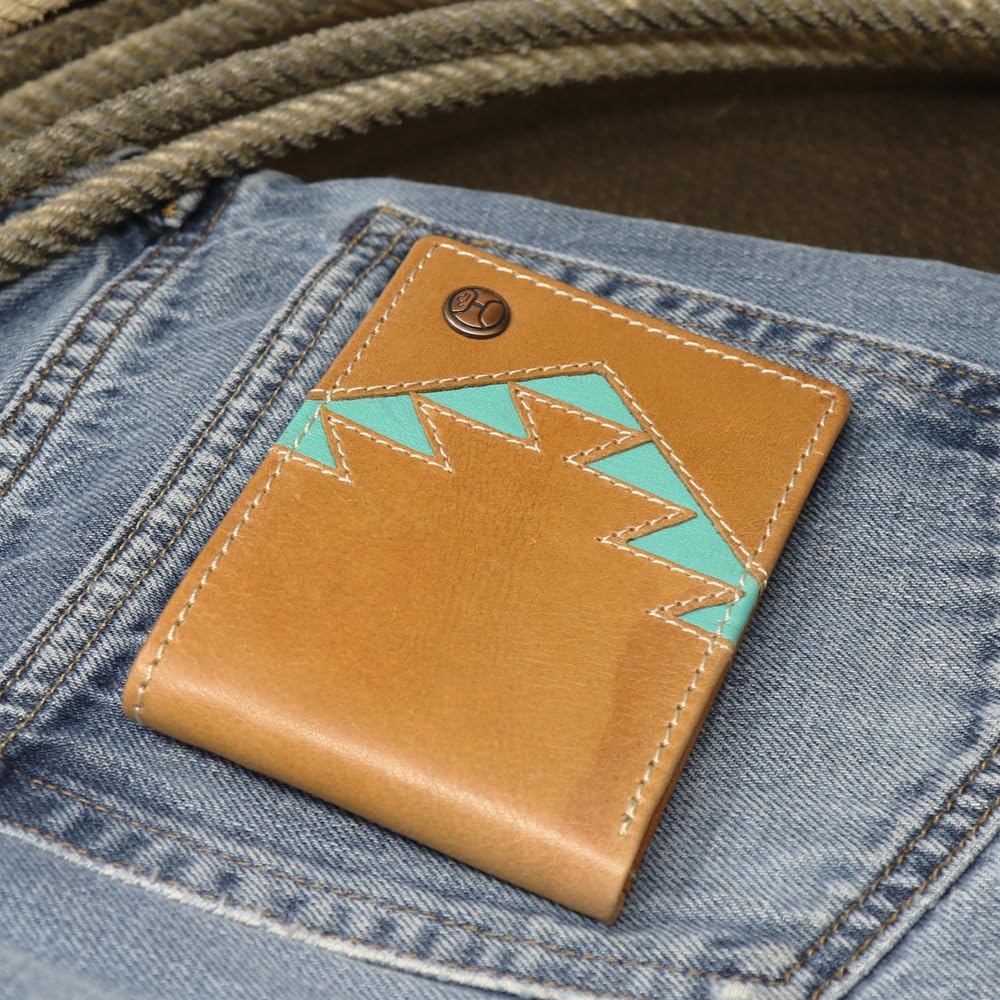HOOEY Bi-Fold Leather Men's Wallet (Hands-Up - Sunset Serape)