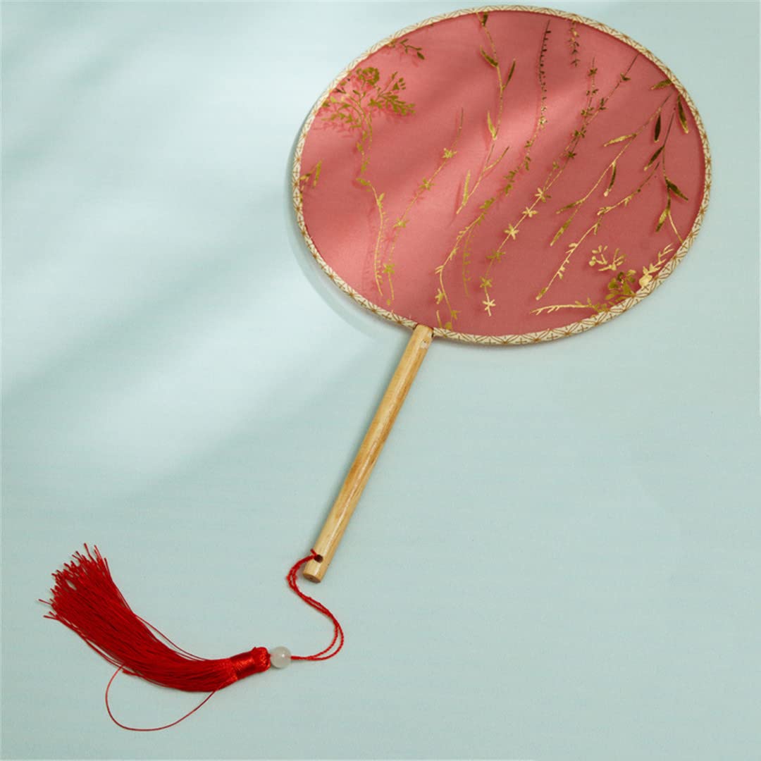 Lmtossey Hanfu Group Fan Dancing Round Fan Classical Chinese Fan Ancient Costume Dance Fan Photo Performance Decoration Fan