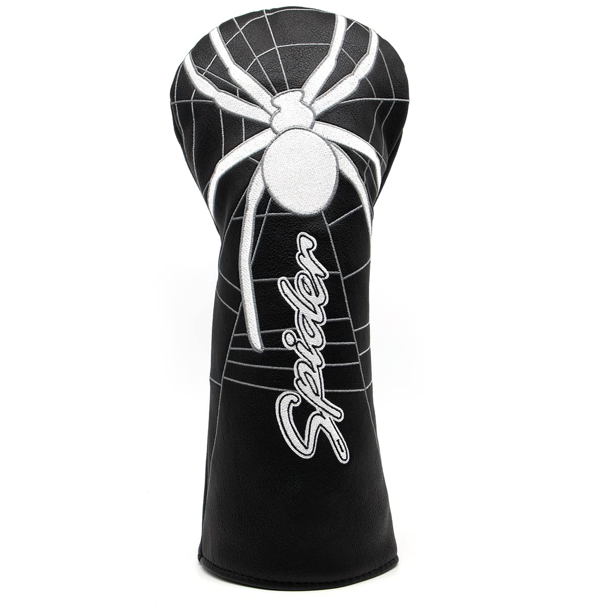 Golf Headcovers Golf Club Black Leather Spider Head Covers Set Fits Driver Fairway Wood Hybrid(UT with Number Tag (Driver)
