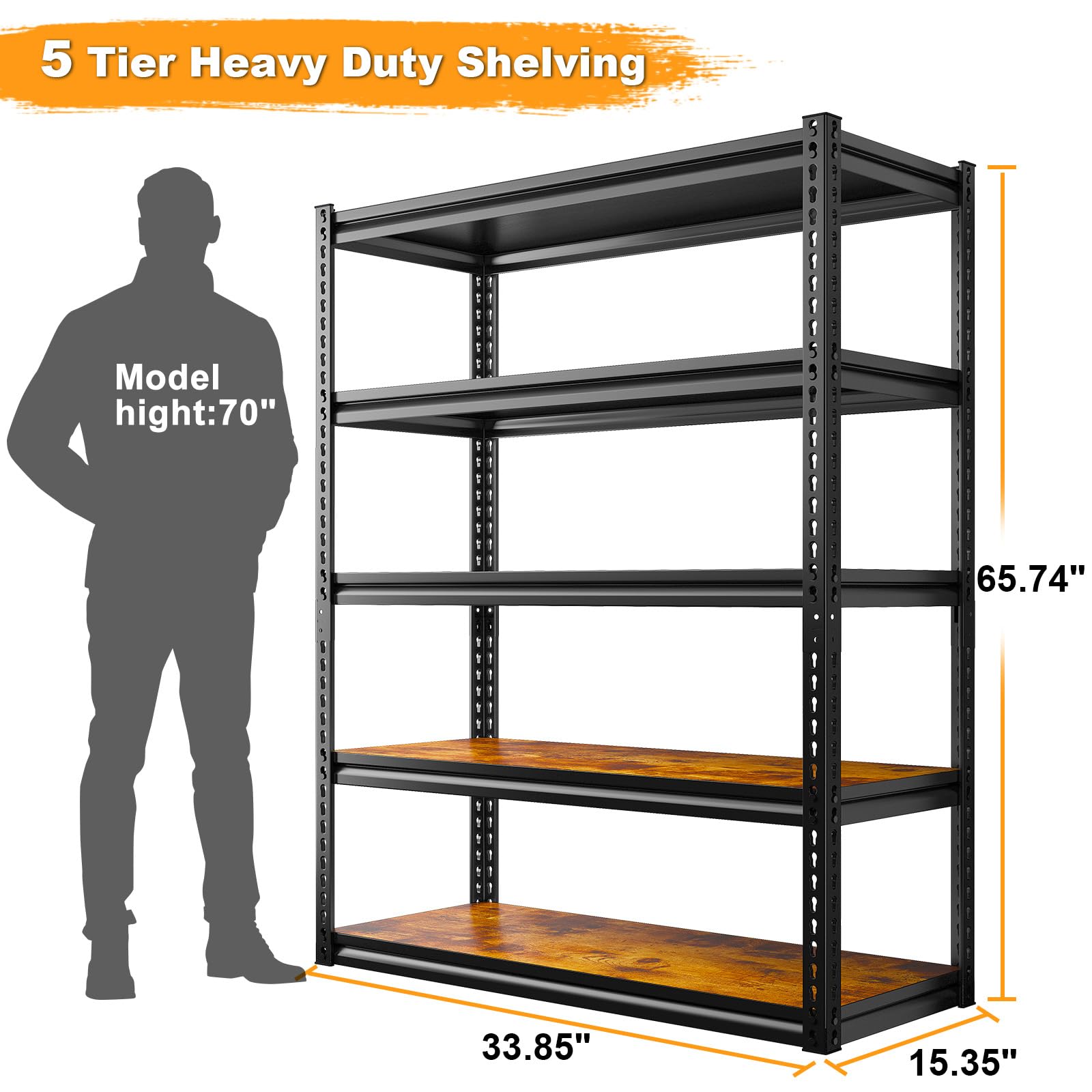 REIBII Garage Shelving Load 2500LBS Wide Storage Shelves Adjustable Sturdy Heavy Duty Shelving Deep Metal Shelves for Storage Tall Metal Shelf, Organize for Pantry Kitchen 3 Pack