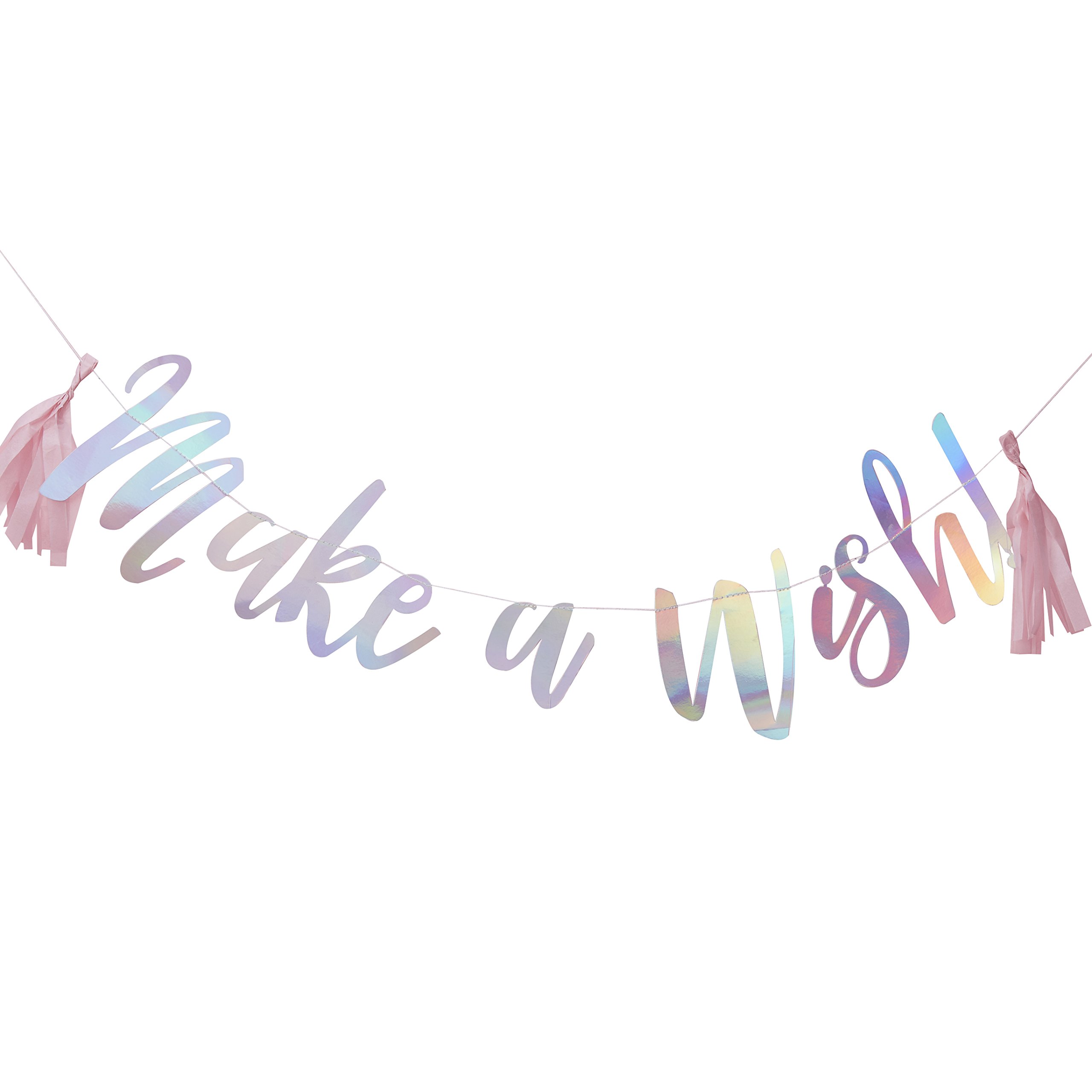 Ginger Ray Iridescent Foiled Make A Wish Birthday Party banner 1.5 Meters