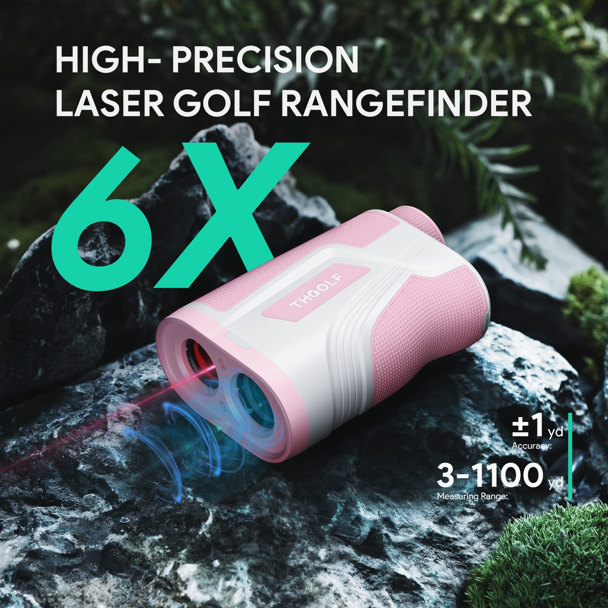 Golf Rangefinder with Slope, THGOLF 1000 Yards USB C Rechargeable Golfing Rangefinder with Flag Acquisition, Pulse Vibration and Fast Focus System, 6X Magnification, ±1 Yard Accuracy