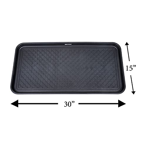 Great Working Tools Boot Trays for Entryway, Set of 2 Heavy Duty Shoe Trays All Season Muddy Mats Wet Shoe Tray Snow Boot Tray - Black, 30" x 15" x 1.2"