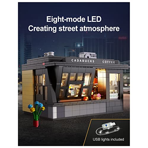 LOADS Coffee House Building Sets with LED Lighting Kit, House Building Blocks Architecture Model Assembly Toy for Adults Kids, Compatible with Lego (765 Pieces)