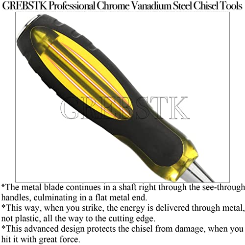 GREBSTK 4 Piece Professional Wood Chisel Tool Sets Sturdy Chrome Vanadium Steel Chisel Woodworking Tools, 1/4 inch,1/2 inch,3/4 inch,1 inch