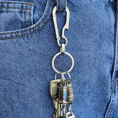 JVCOM Titanium Carabiner Keychain And Keyring, Bottle Opener Keychain, Duty Belt Key Clip, Minimalist EDC Keychain.