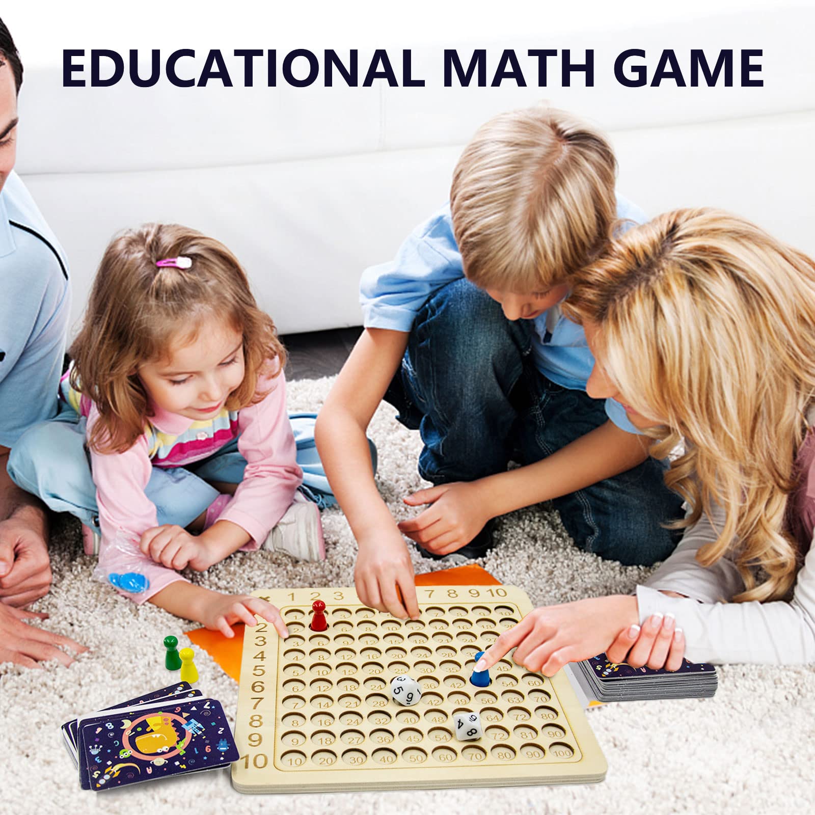HYOIIO Wooden Math Multiplication Board Montessori Children Counting Toy Educational Multiplication Board Game Wooden Math