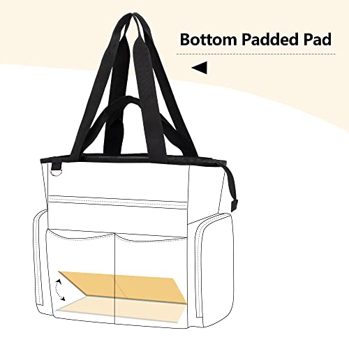 LoDrid Nurse Bag with Bottom Padded Pad, Nurse Bags for Nurses, Medical Work Bag with 15.6” Laptop Storage Layer, Home Visiting Nurse Bag for RN, PA, LPN, EMT, CNA, Black, Bag Only