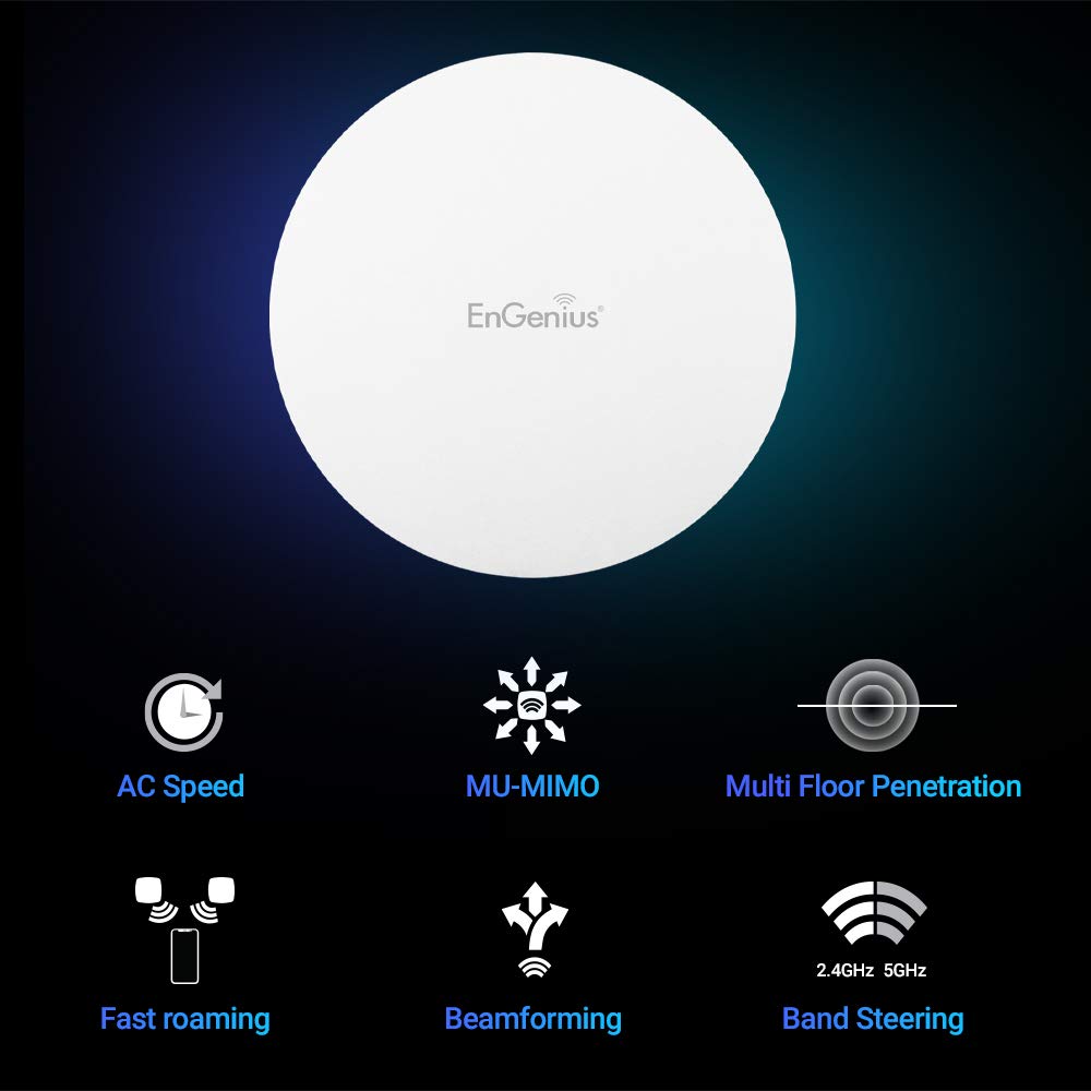 EnGenius EAP1250 3-Pack Wi-Fi 5 Dual-band, PoE, 2x2 Managed Access Point/Repeater/Range Extender/Mesh Features up to 2,500 sq ft of Coverage, up to 256 Devices, GigaE Port (No Power Adapter)
