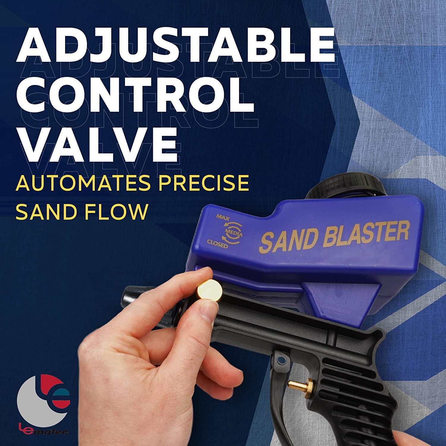 Le Lematec AS118 Blue Sandblaster and Sandblaster Long Nozzle Attachment Bundle