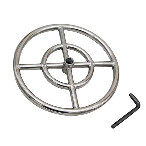 MENSI 12" Stainless Steel Double Fire Ring Burner for Gas Fire Pit 92,000 BTU
