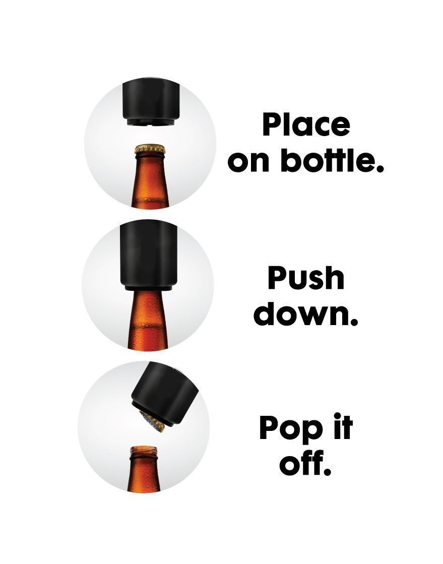 HQY 2 Pack Beer Bottle Opener with Cap Catcher,Silver (New Version)
