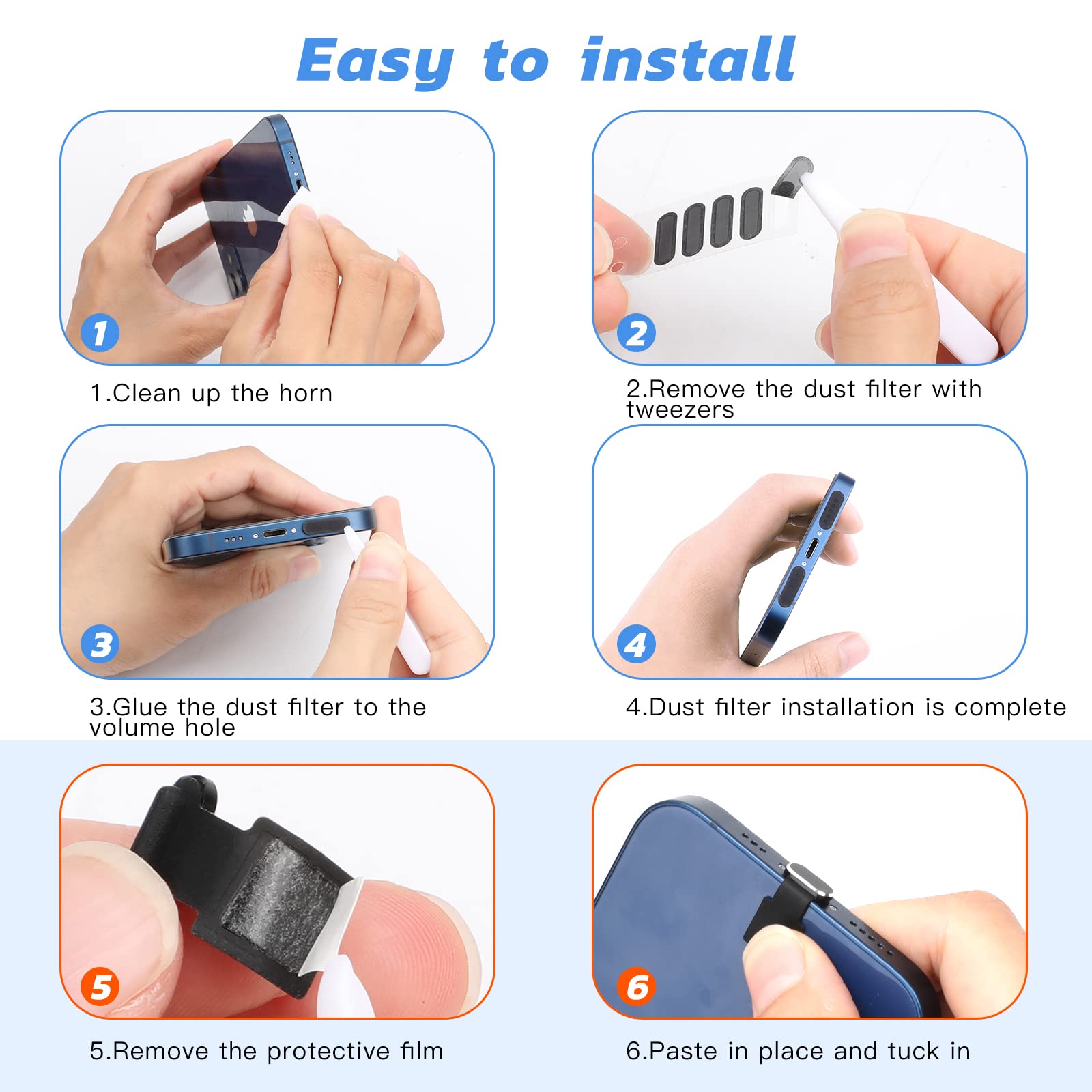 OOTSR iPhone Anti-Lost Dust Plugs for iPhone Lightning Port Protects Charging Port Dust Cover,iPhone Speaker Dustproof Stickers Protector, Mesh Speaker Anti Dust Adhesive Cover sets
