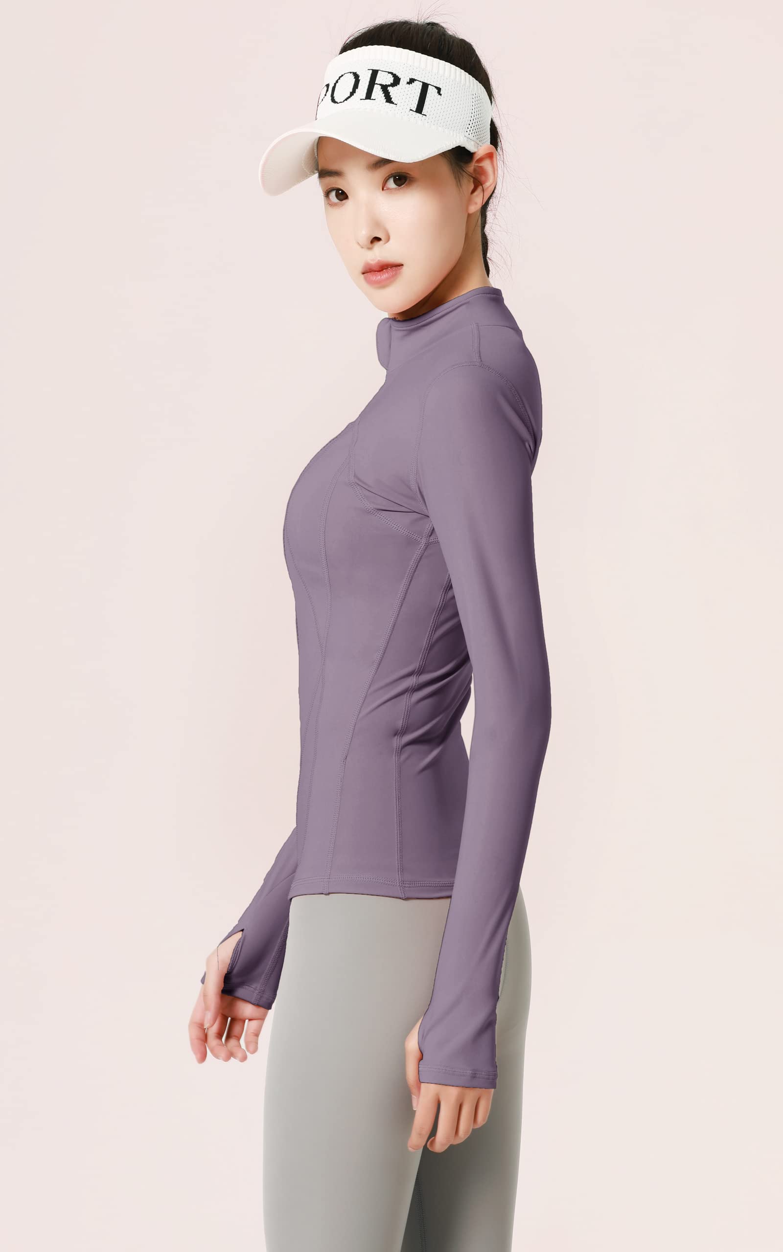 Gacaky Women's Lightweight Stretchy Full Zip Workout Running Track Jacket Slim Fit Long Sleeve Yoga Track Jacket with Thumb Holes Blue Small