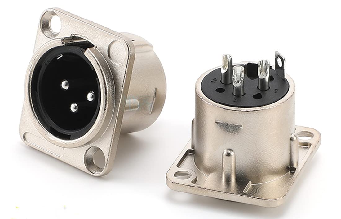 GDQLCNXB XLR Male Jack 3 Pin Panel Mount Jacks,Silver Metal Housing XLR-M Socket Audio Speaker Microphone Connector 8Pcs.