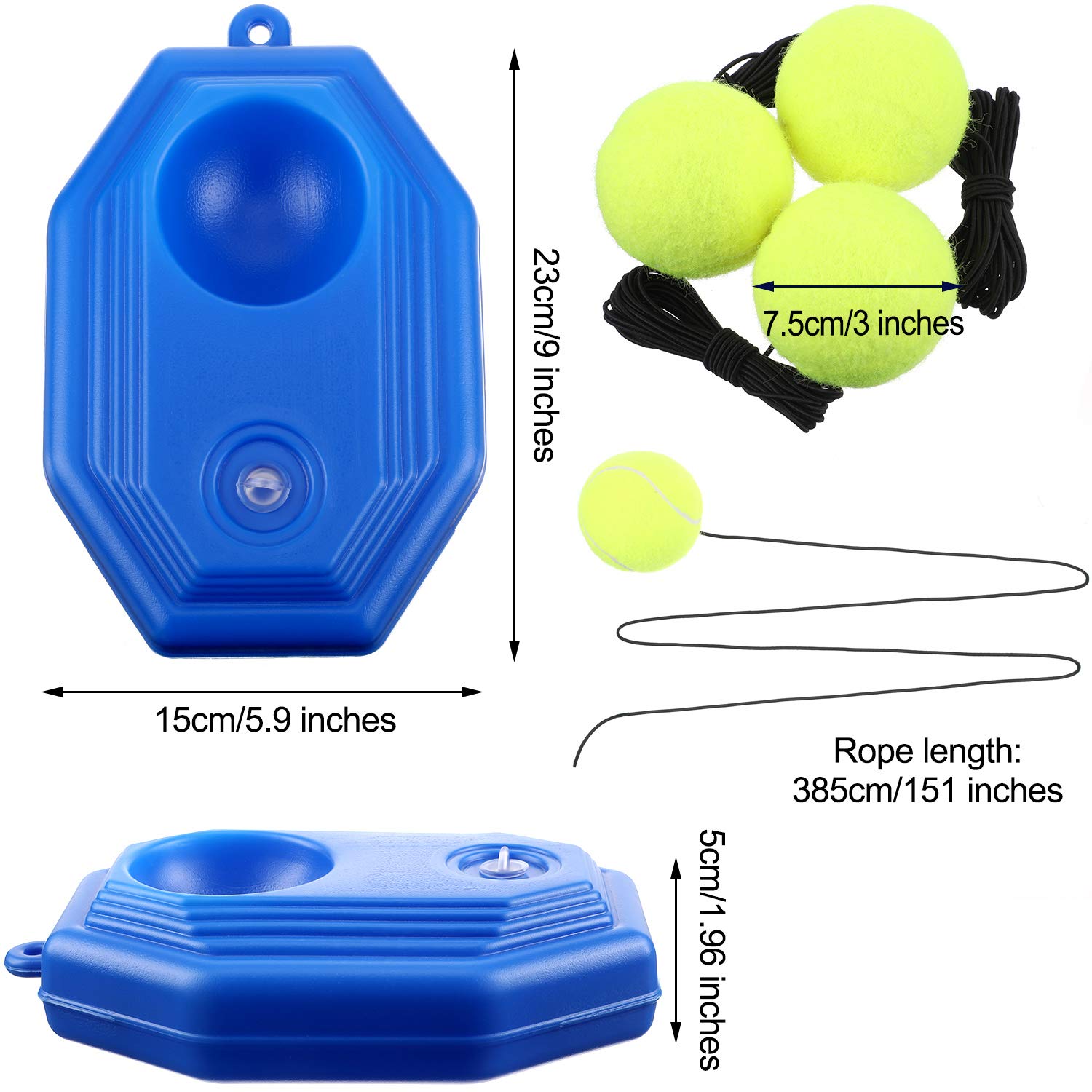 Gejoy 5 Pieces Tennis Training Equipment Tennis Trainer Rebounder Ball Trainer Set with String for Kids Youth Beginner Practice at Home
