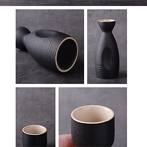 FZZDP Japanese Wine Set Antique Household Wine Set Ceramic Yellow Wine Warm Wine Set Black Pottery Wine Set (Color : E)