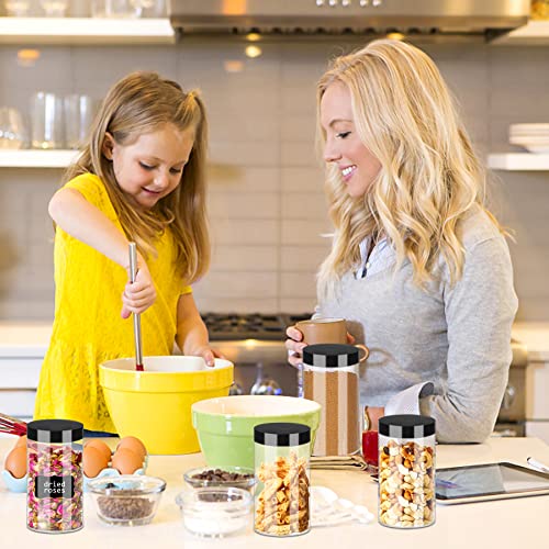 Plastic Jars with Lids 20Pcs 14 oz Clear Plastic Slime Storage Jars Containers with Airtight Leak Proof Black Plastic Screw On Lids Cylinder Clear Round Jars Easy Clean Food Grade Durable PET…