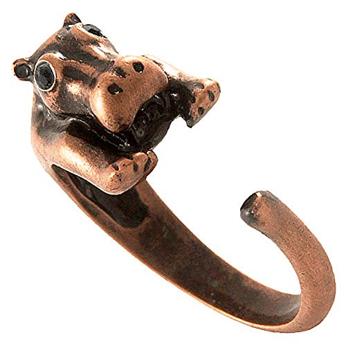 Enhanced Hippo Adjustable Animal Wrap Ring Vintage Bronze Tone