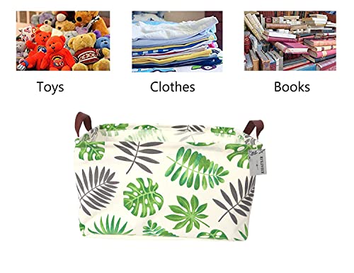 Rectangle Storage Baskets Canvas Fabric Organizer Bin for Kids Toys, Books, Clothes, Pets & Gifts - Perfect for Home/ Office / Nursery/ Shelves(Leaf)