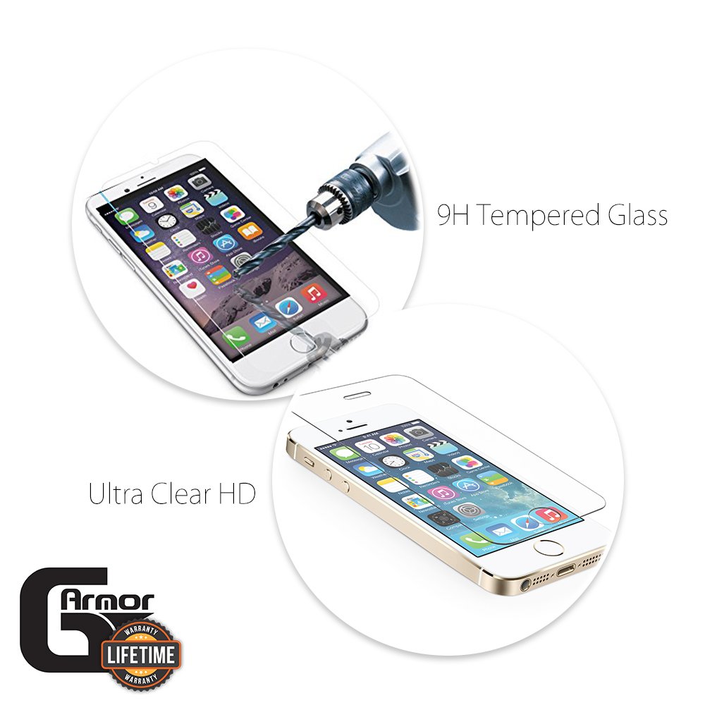 G-Armor 2 Pack Screen Protector for iPhone SE 3 (2022) and SE 2 (2020) - Tempered Glass Screen Saver, Phone Case Friendly, Lifetime Replacement, Protective Cover for 2nd and 3rd Gen iPhone SE