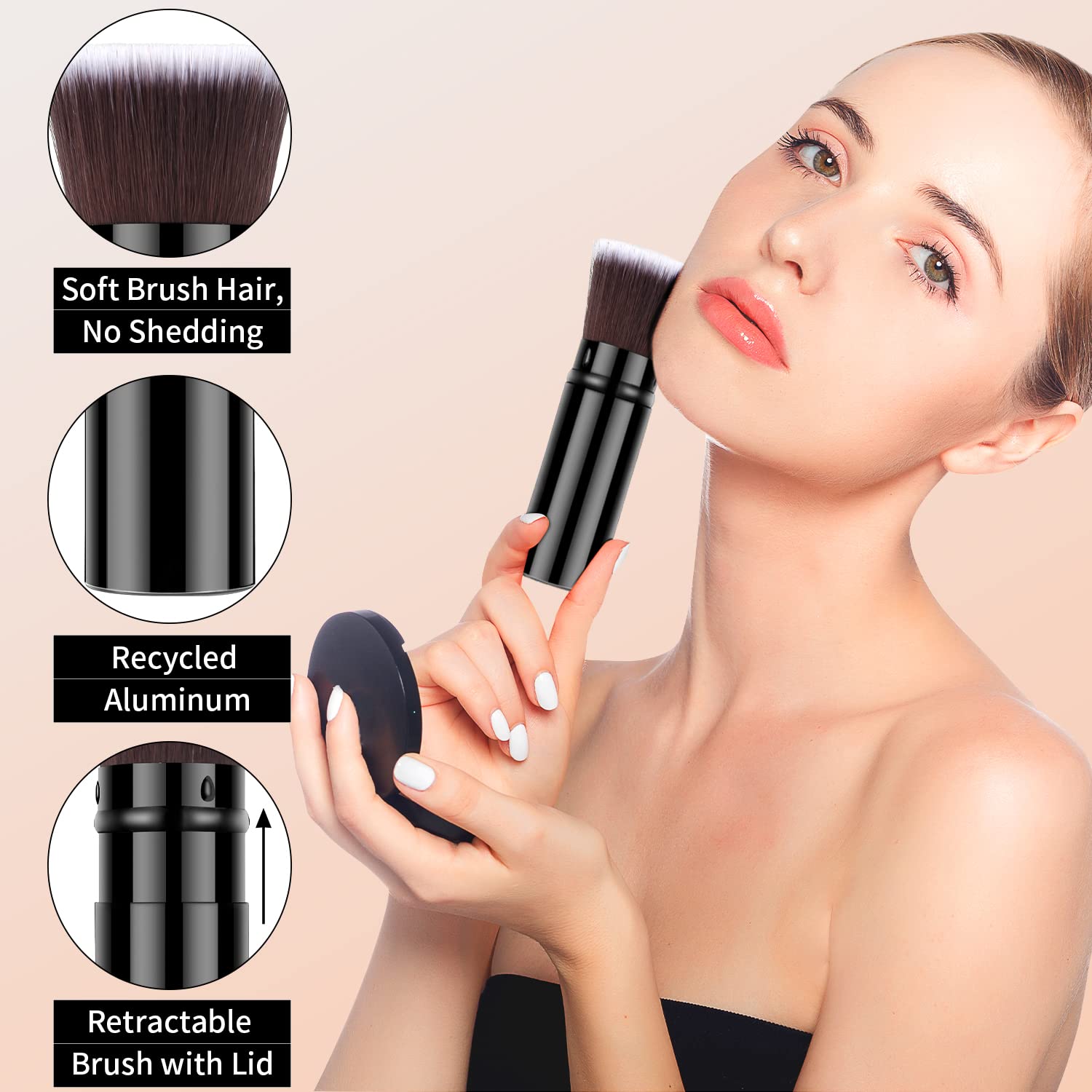Falliny Foundation Makeup Brush, Kabuki Travel Liquid Foundation Brush Perfect for Blending Liquid, Cream or Flawless Powder Cosmetics