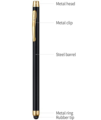 Stylus Pens for Touch Screens (10 Pcs), ChaoQ Capacitive Stylus with 12 Replaceable Tips - Black